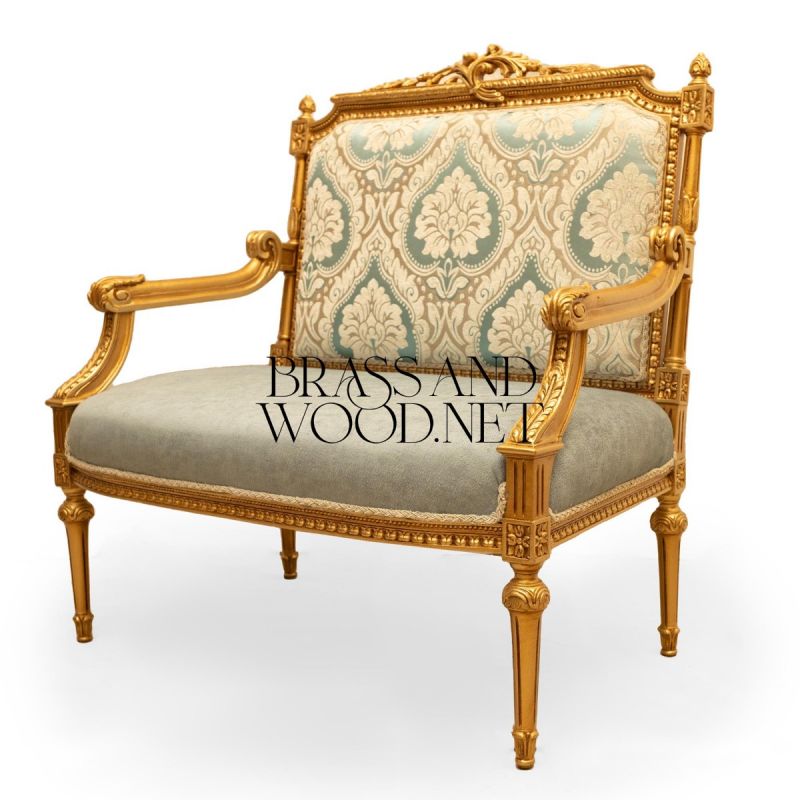 كنبة صالونات ومجالس مقعدين - زان أحمر | براس آند وود للأثاث الكلاسيكي