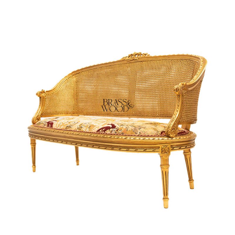 كنبة صالون ٢ مقعد كانيه | براس آند وود للأثاث الكلاسيكي